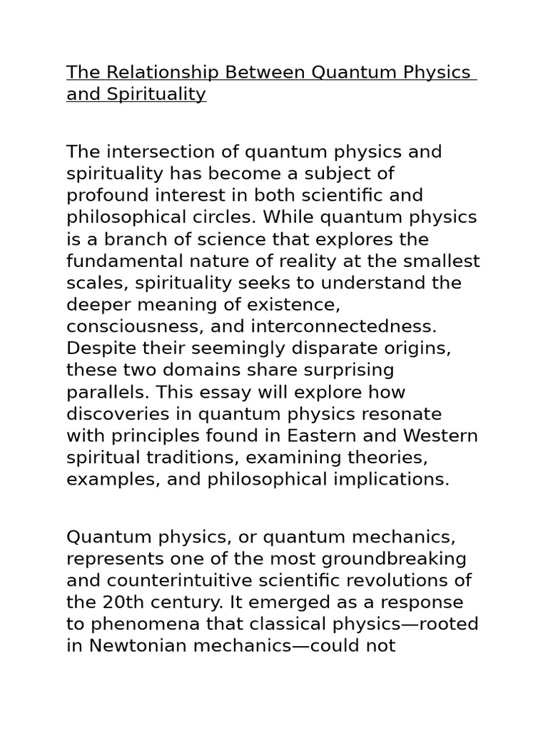 The Relationship Between Quantum Physics and Spirituality | PDF ...