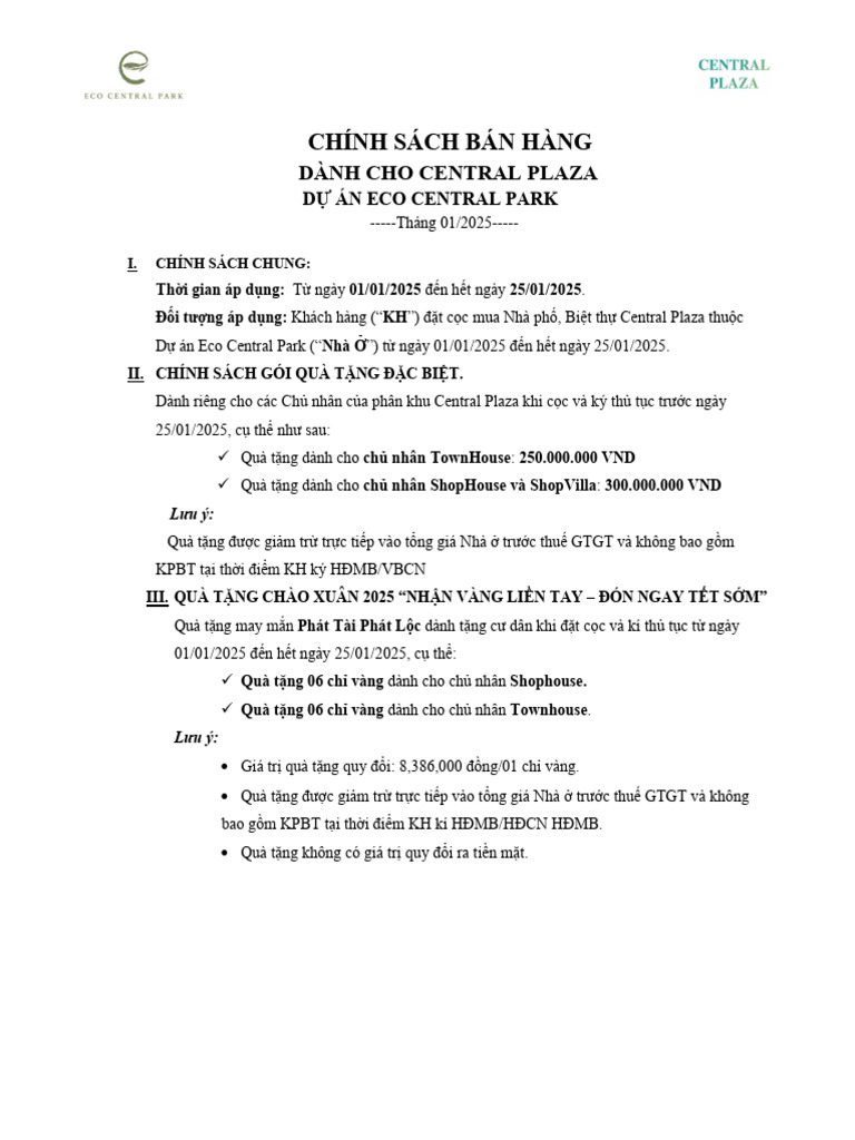 ECP - CSBH Central Plaza - HĐCN HĐMB - SL - V2 - Update | PDF