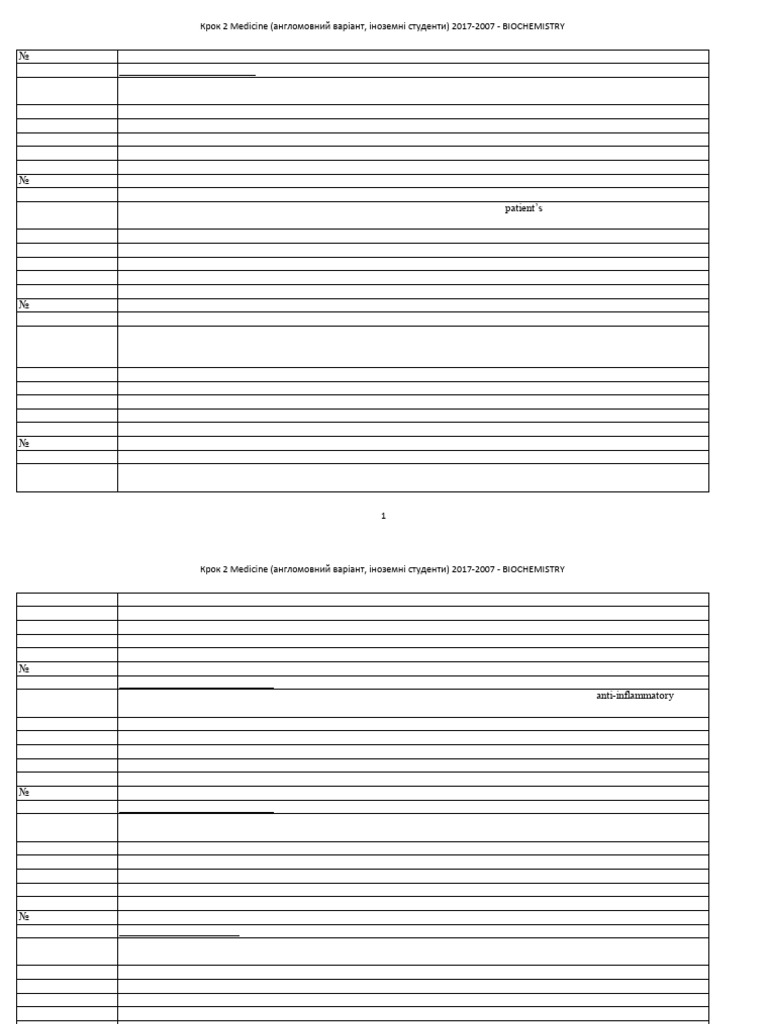 Information MSQ KROK 1 Medicine 2007 2023 BIOCHEMISTRY English | PDF | Metabolism | Coagulation