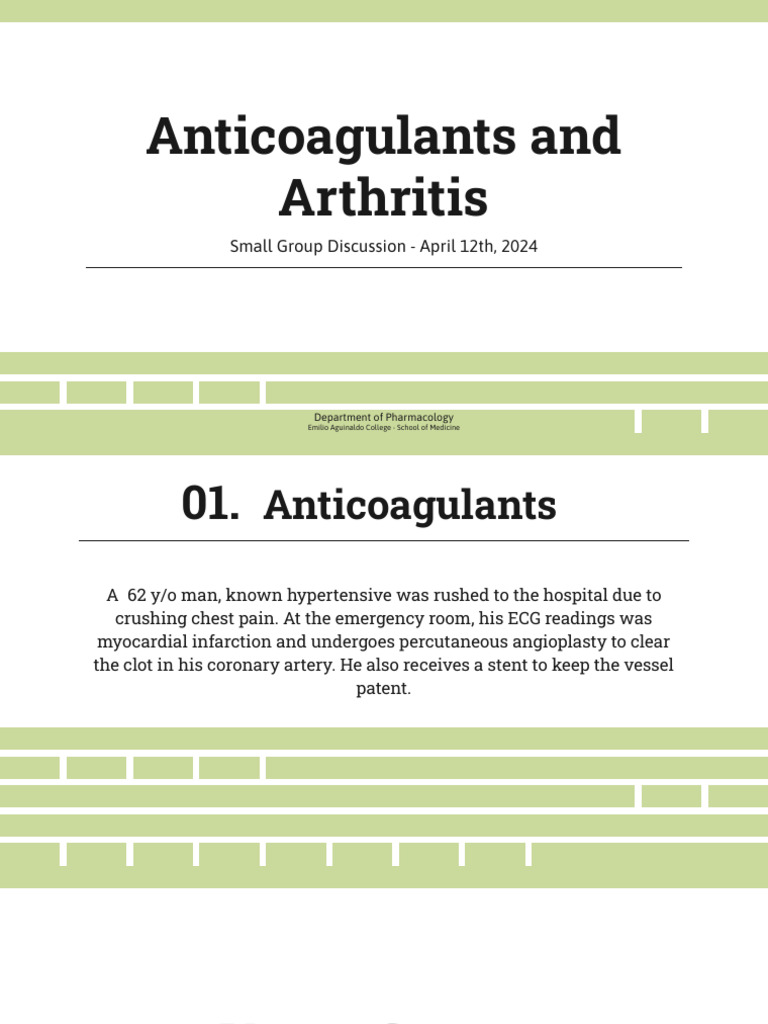 GROUP 3 Anticoagulants and Arthritis Pharma SGD - April 12th, 2024 ...