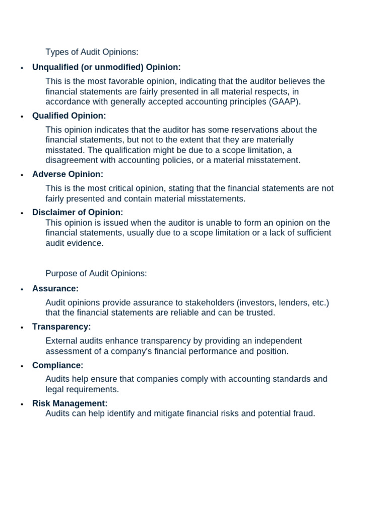 Types of Audit Opinions | PDF