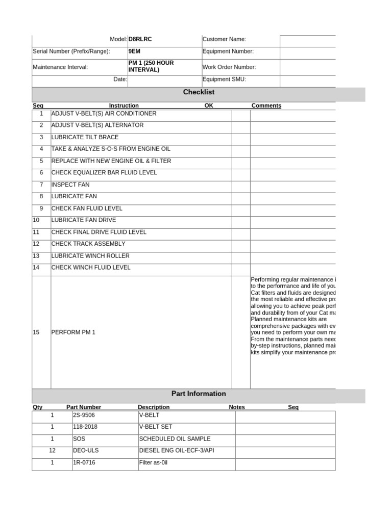 Checklist - 01-D8r-9em0001-99999p | PDF | Motor Oil | Mechanical ...