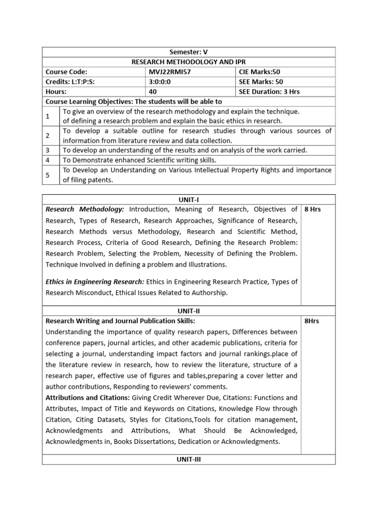 MVJ22RMI57 - Research Methodology and IPR | PDF | Patent | Intellectual ...