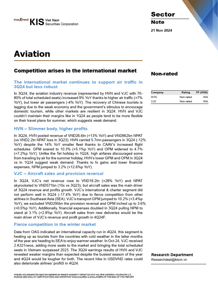 Aviation Note NONRATED Competition Arises in The International Market ...