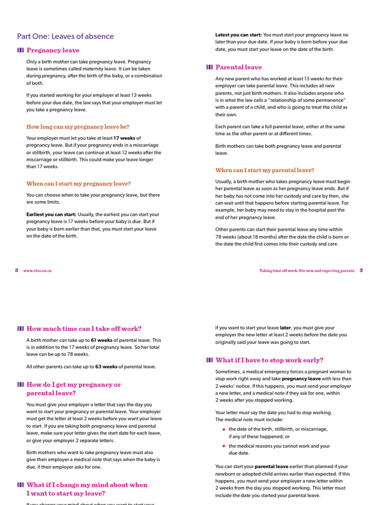 Leaves of Absence Parents Reading Comp-Lynn | PDF | Parental Leave ...
