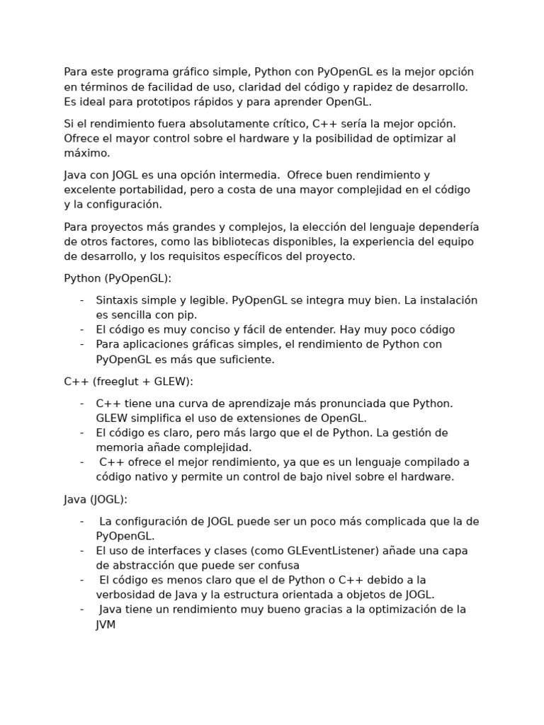 Comparativa de OpenGL en Python, C++ y Java | PDF | Java (lenguaje de ...