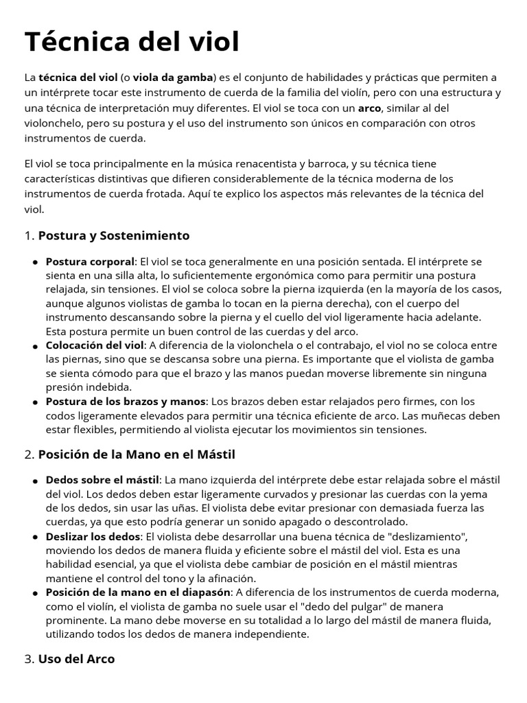 Técnica Del Viol | PDF | Viola | Violonchelo