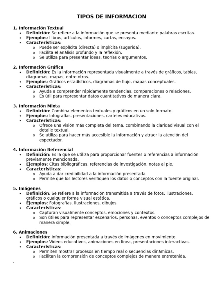 Tipos de Información: Textual, Gráfica y Más | PDF