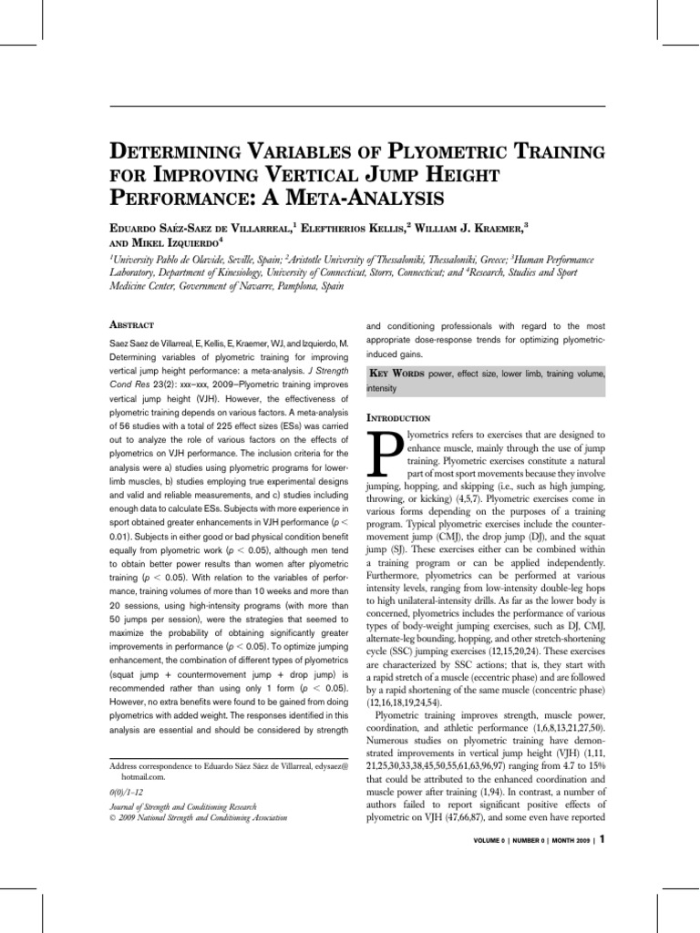 Determining Variables of Plyometric Training For Improving Vertical ...