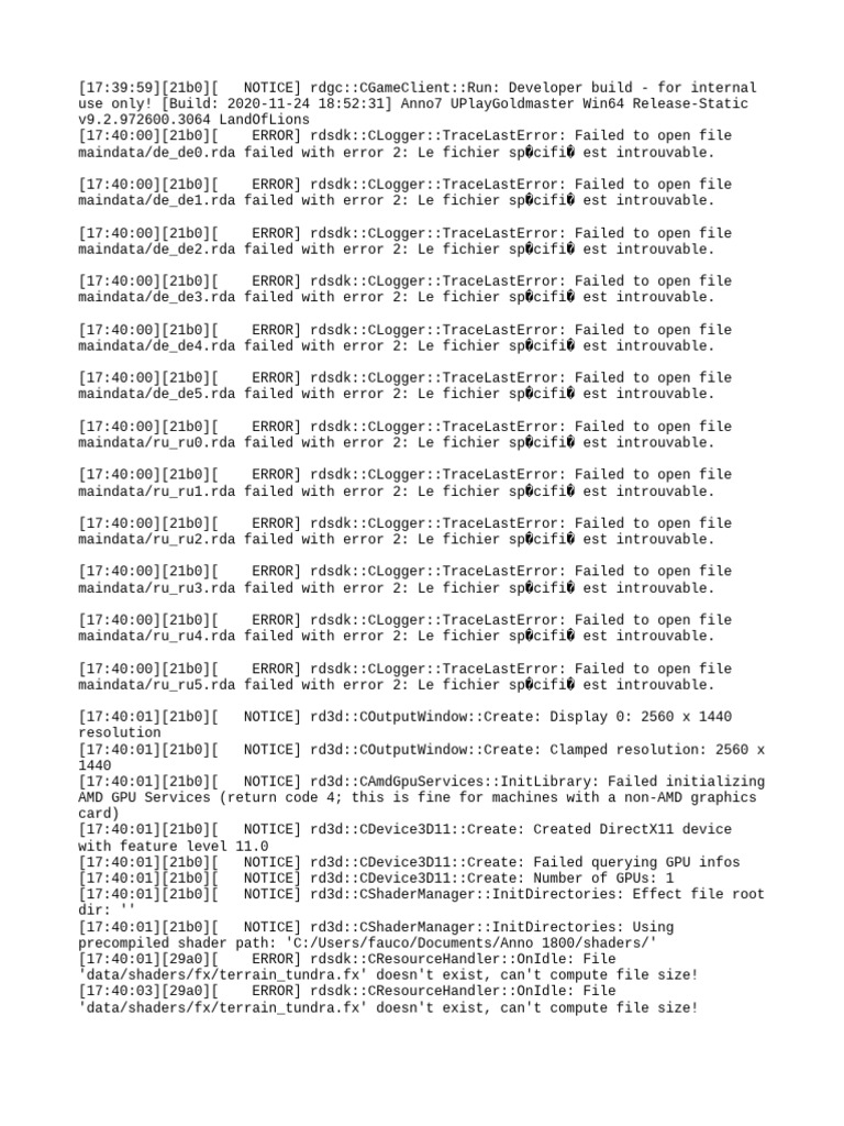 Anno1800 - LOGFILE - DESKTOP THUA0O0 - 2022 06 30 17 39 59 | PDF ...