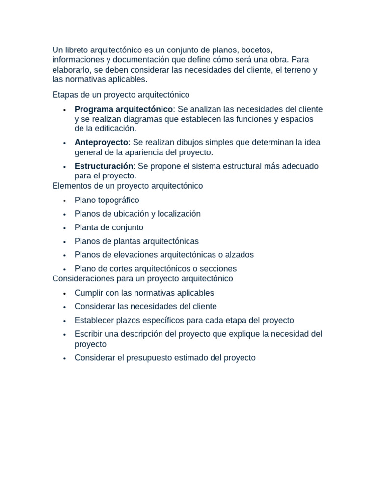 Libreto y Programa Arquitectónico | PDF