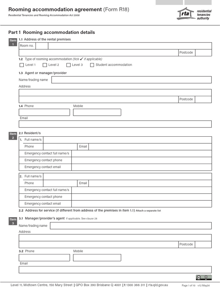 Form R18 Rooming Accommodation Agreement | PDF | Renting | Lease