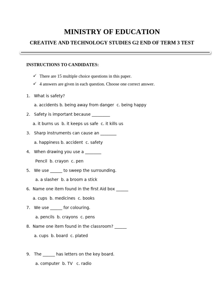 G2 CTS TEST Term 3 | PDF