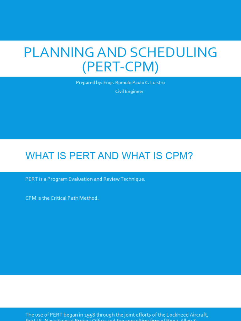 PERT/CPM Project Management Guide | PDF