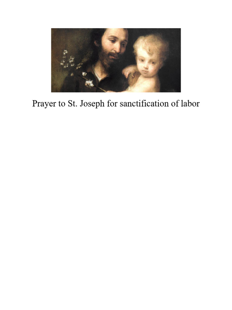 Prayer for Labor Sanctification by St. Joseph | PDF