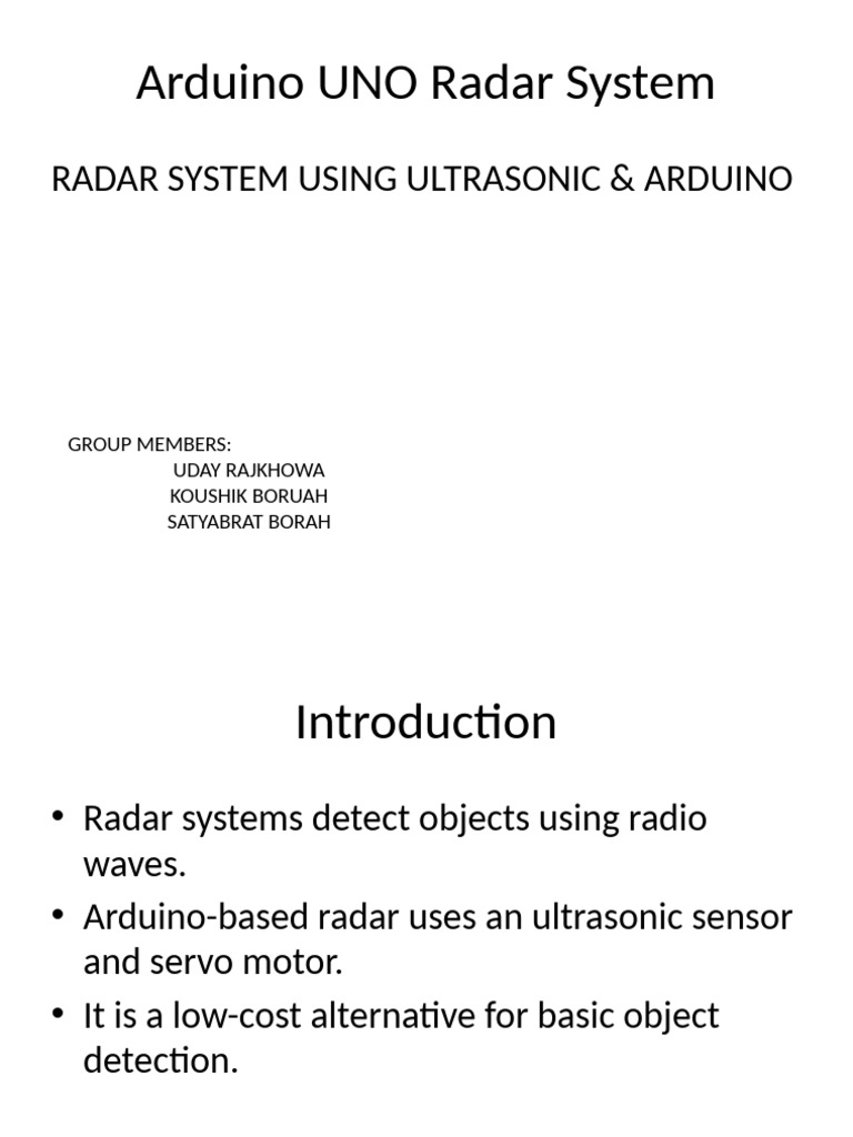 Arduino UNO Radar System Presentation[1] - | PDF | Arduino | Radar