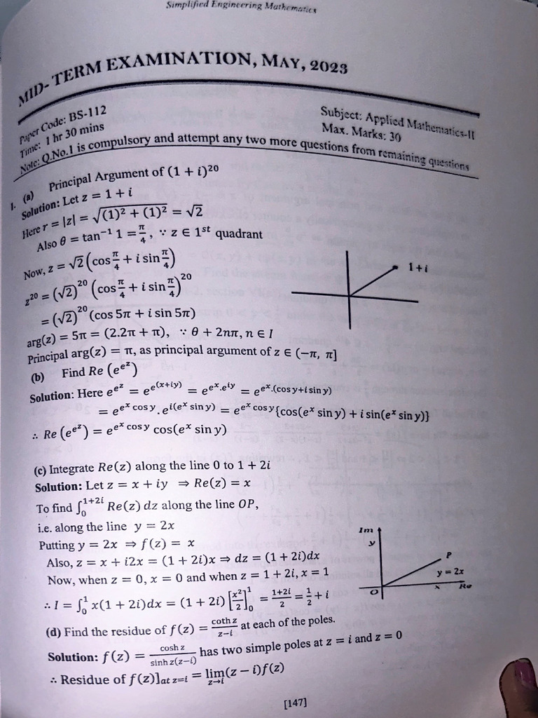 Mid Term Paper 2023 AM II | PDF | Complex Analysis