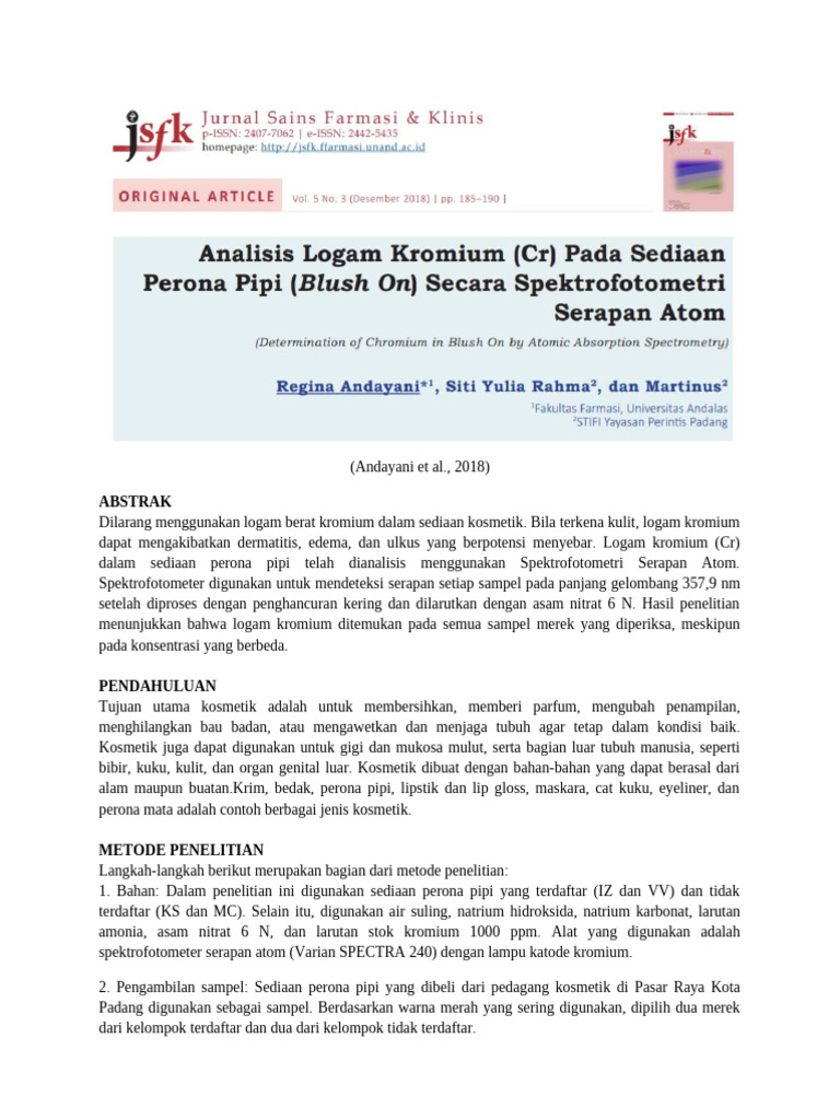 Analisis Kromium dan Timbal dalam Kosmetik | PDF