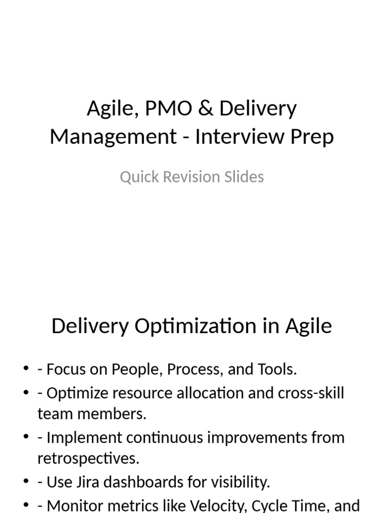 Agile PMO Delivery Interview Prep | PDF