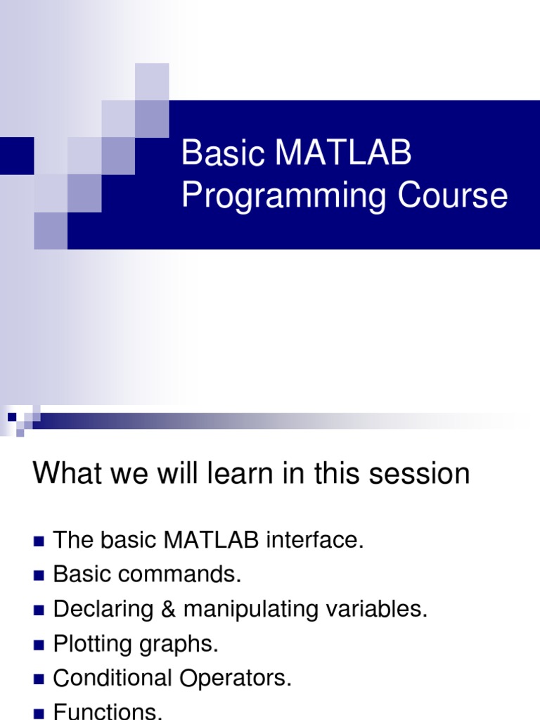 Basic MATLAB Programming Course | PDF | Matrix (Mathematics) | Matlab