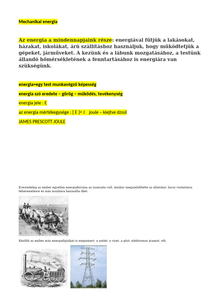 Mechanikai energia | PDF