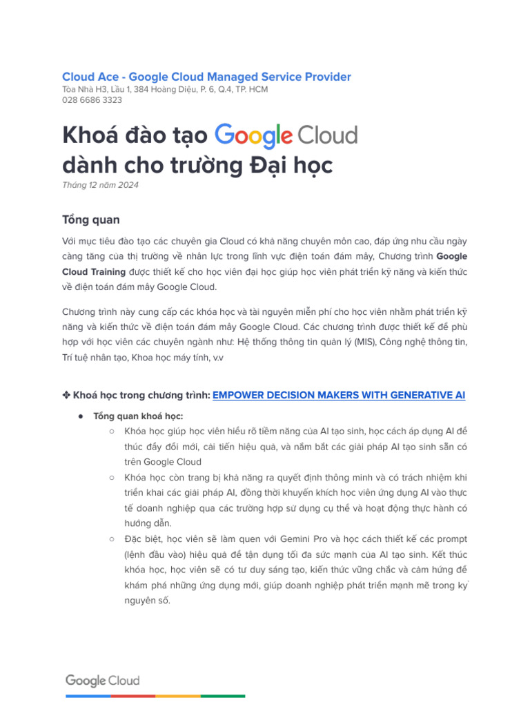 UEH Collab With Uni Google Cloud Training Google Docs | PDF