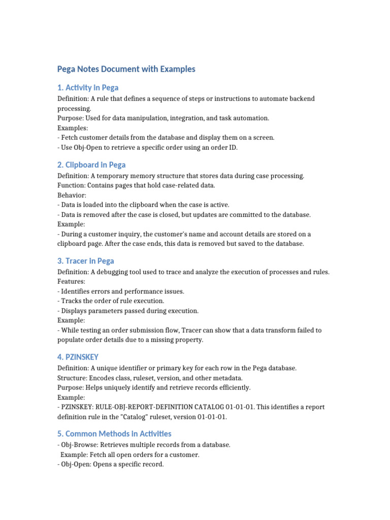Pega Notes With Examples | PDF | Databases | Data