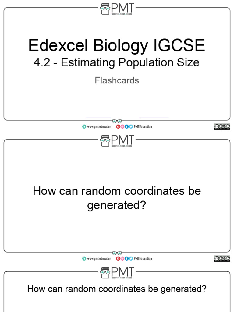 Flashcards - Estimating Population Size - Edexcel Biology IGCSE | PDF ...