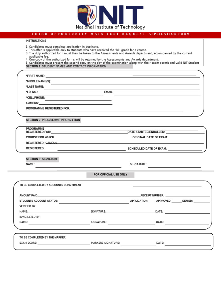 Third - (3rd) - Opportunity - Request - Form - Fillable | PDF