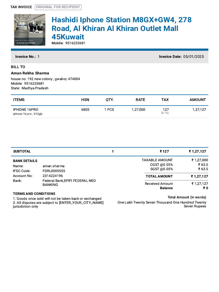1-Sales Invoice-Aman Rekha Sharma | PDF