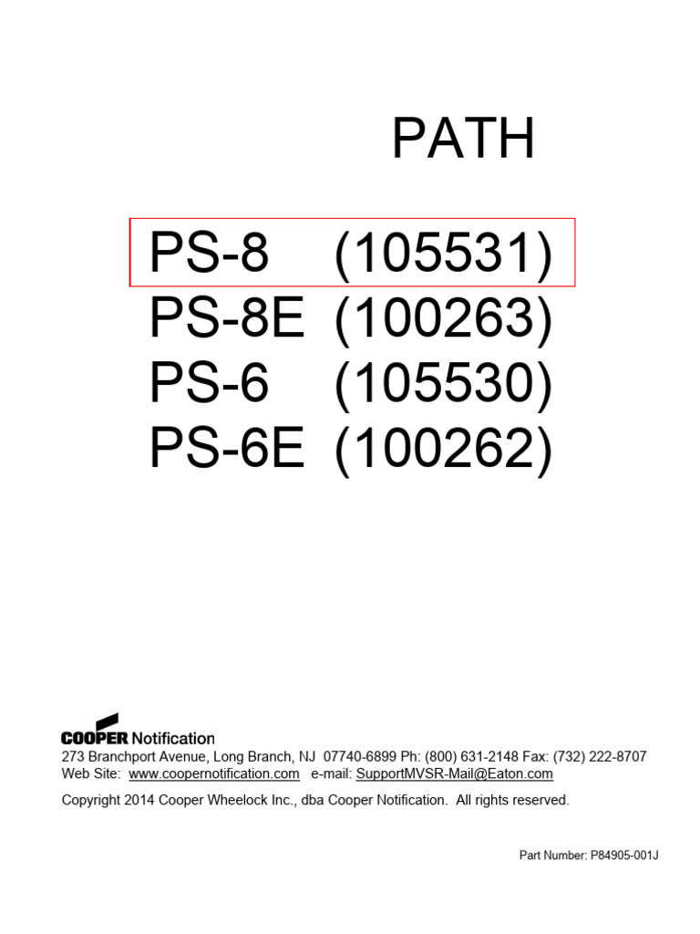 Wheel Lock PS-8 NAC Panel P84905 | PDF | Amplifier | Power Supply