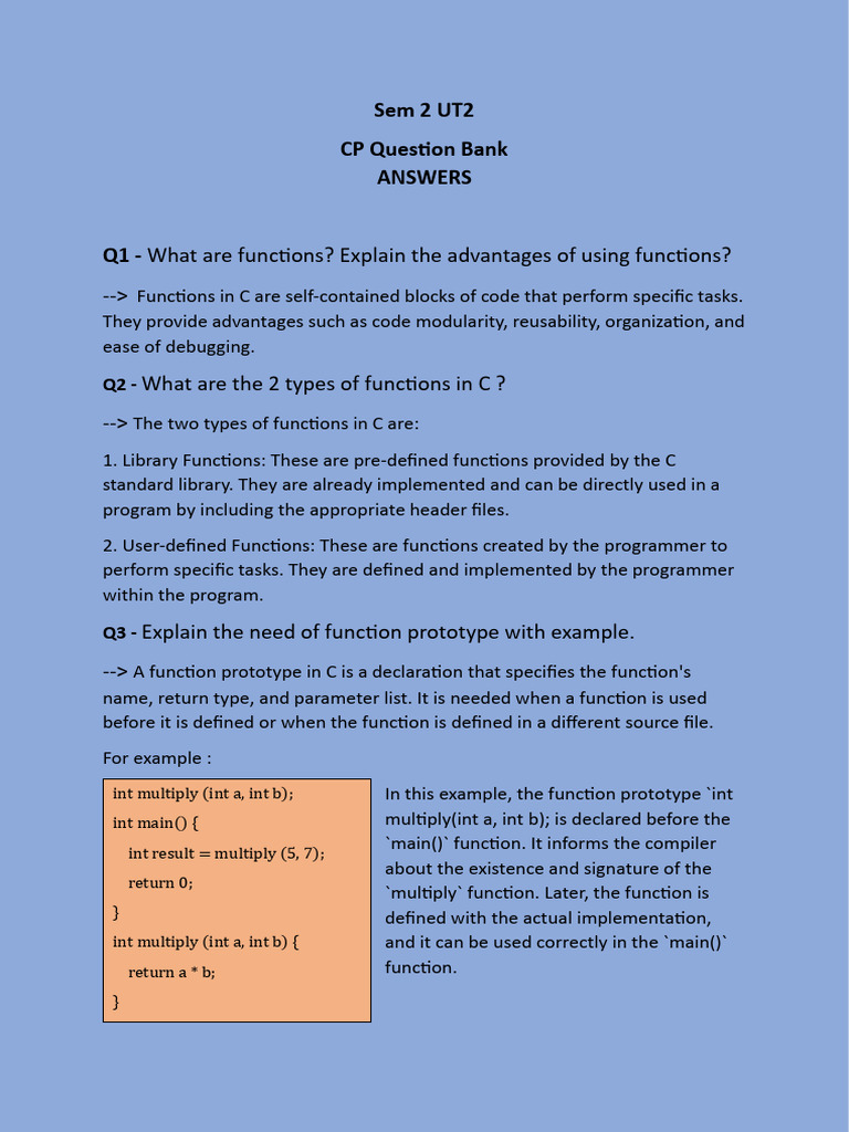 CP (UT2) Question Bank Answers | PDF | Software Development | Computer Science