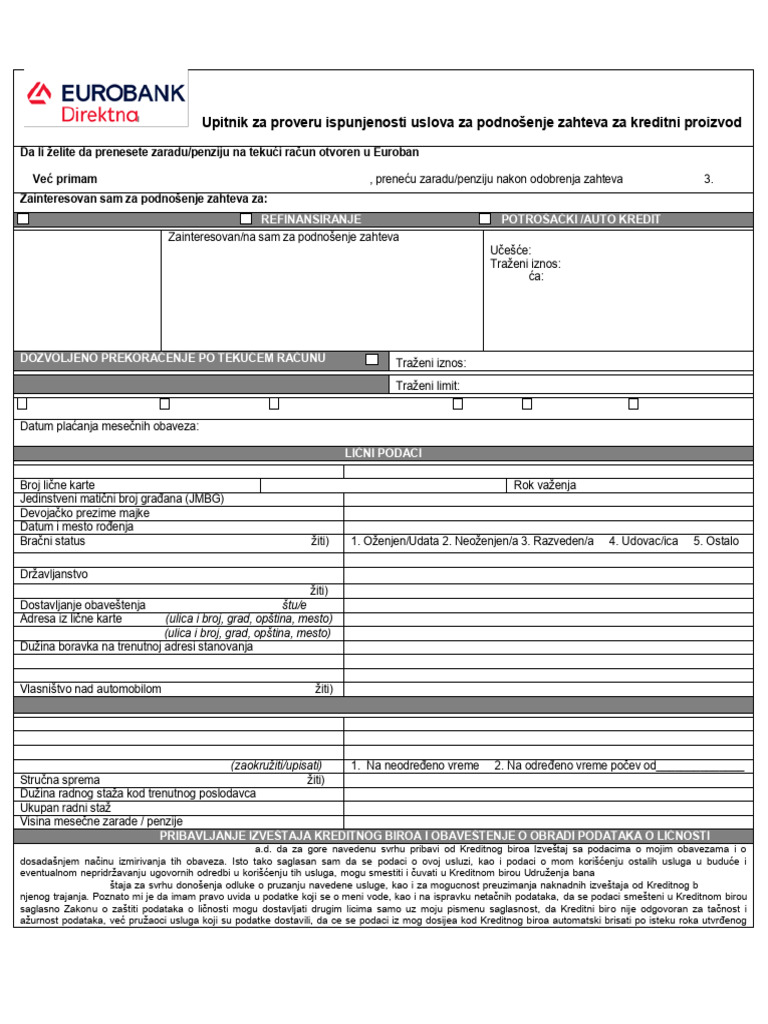 Upitnik Zahtev Nov | PDF