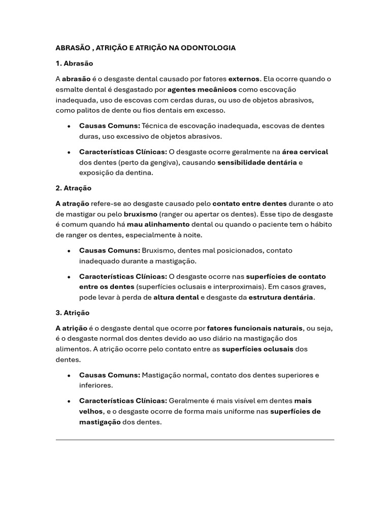 Tipos de Desgaste Dental: Abrasão, Atração e Atrição | PDF | Dente ...