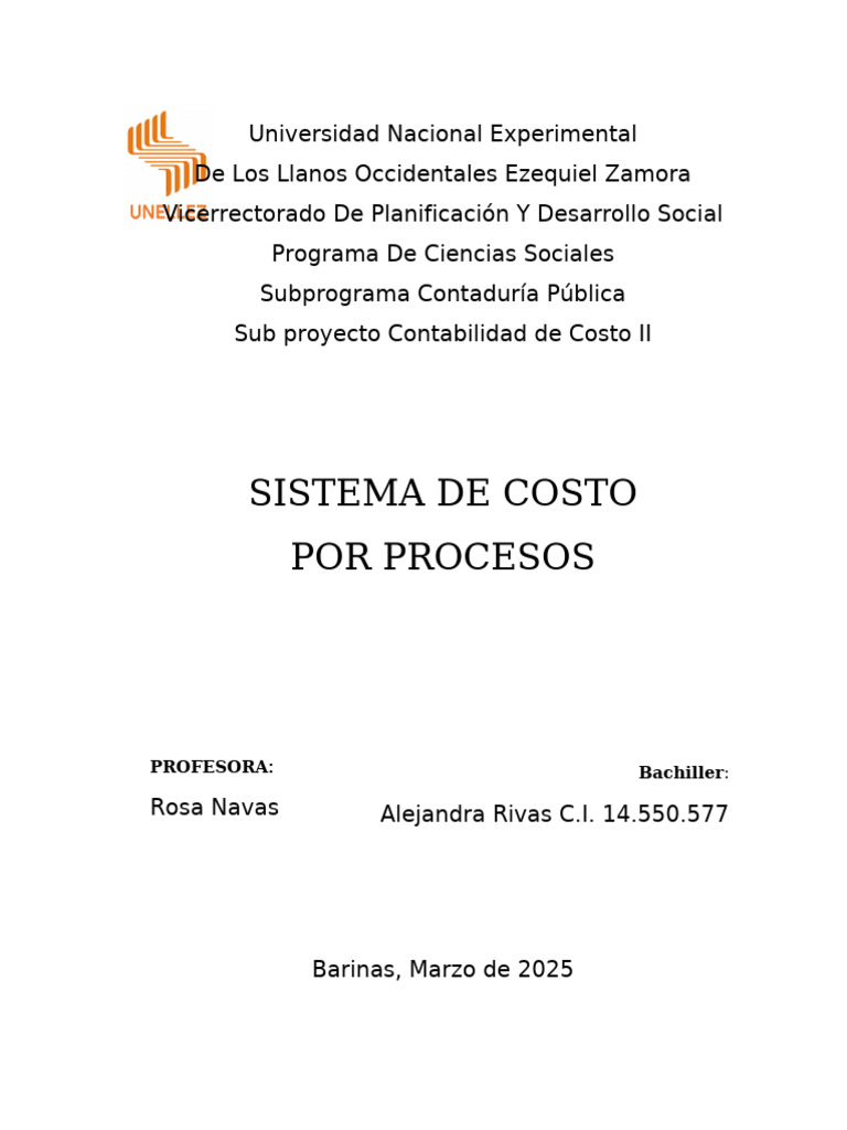 Sistema de Costos Por Procesos Final | PDF | Contabilidad de costos | Toma de decisiones