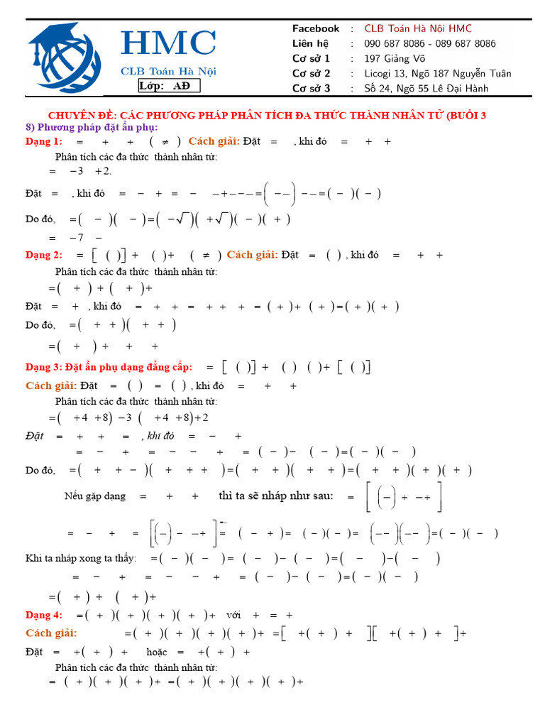 BUOI 15 CHUYEN DE PHAN TICH DA THUC THANH NHAN TU (BUOI 3) | PDF