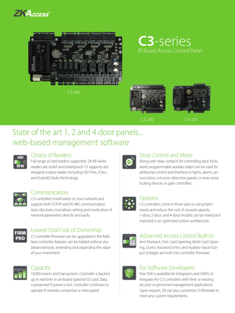 Fisa Tehnica Centrala Control Acces IP ZKTeco CON-C3-100 | PDF | Access Control | Computer Science