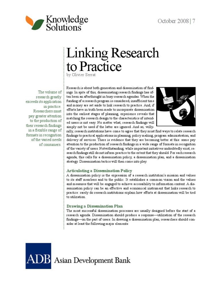 Linking Research To Practice | PDF | Asian Development Bank | Information