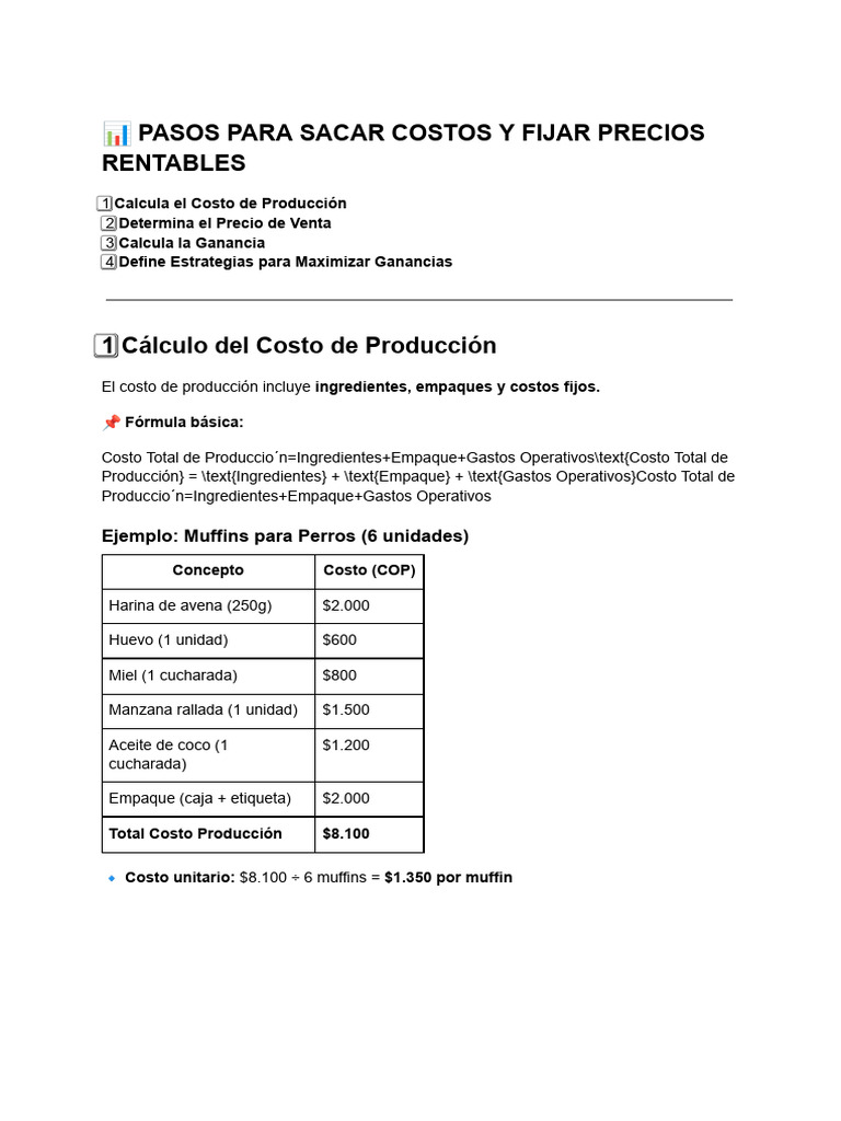 ? Pasos para Sacar Costos y Fijar Precios Rentables | PDF