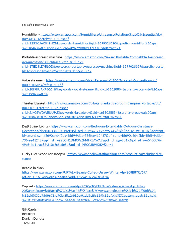 Christmas List | PDF