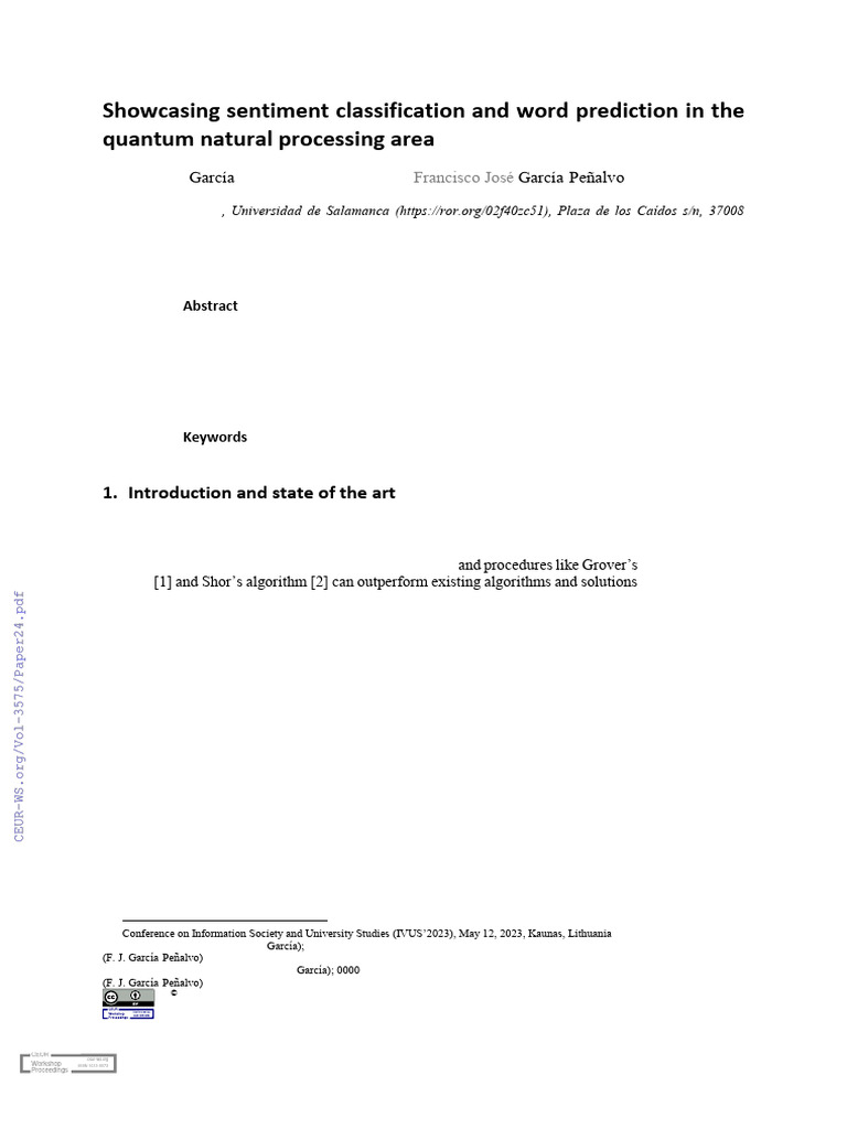 Showcasing Sentiment Classification and Word Prediction in The Quantum Natural Processing Area ...