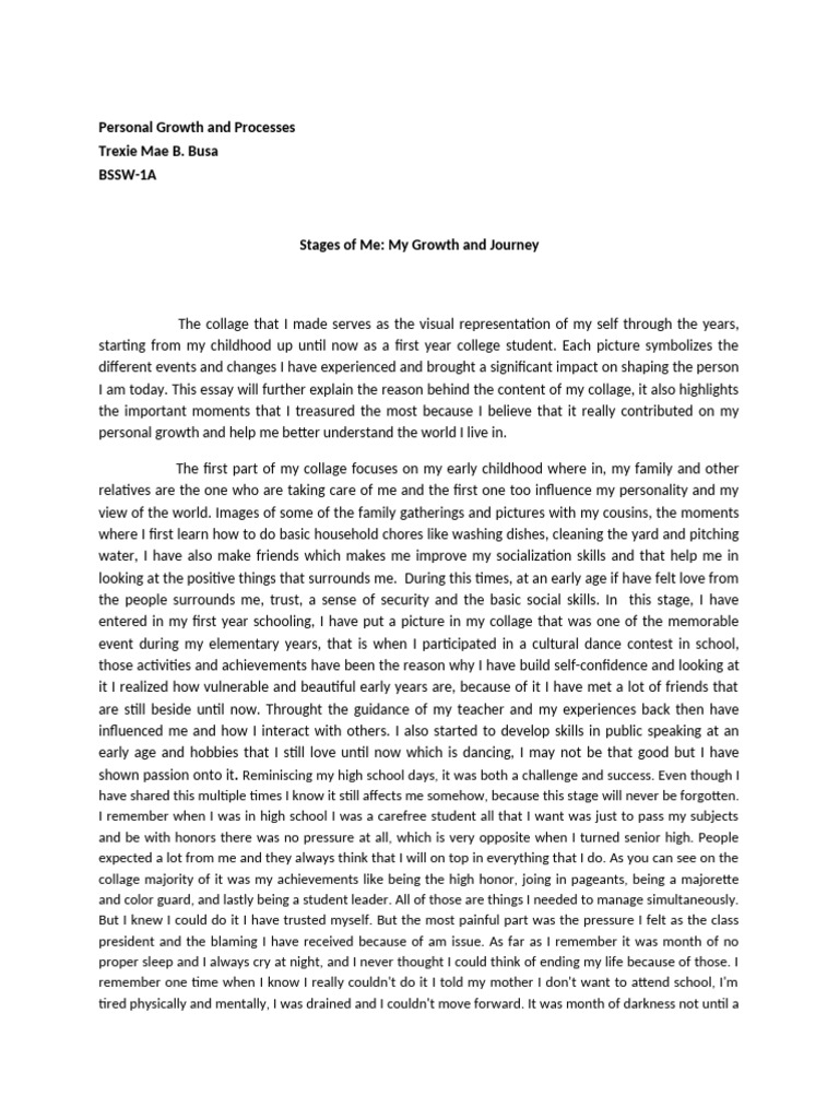 My Self Through The Years | PDF | Personal Development | Psychological ...