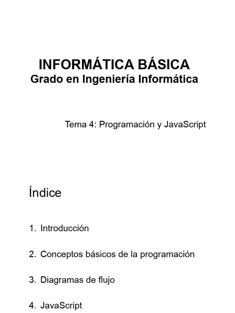 Resumen Tema 4 (I) - Introducción a la Programación El Lenguaje JavaScript | PDF | Lenguaje de ...