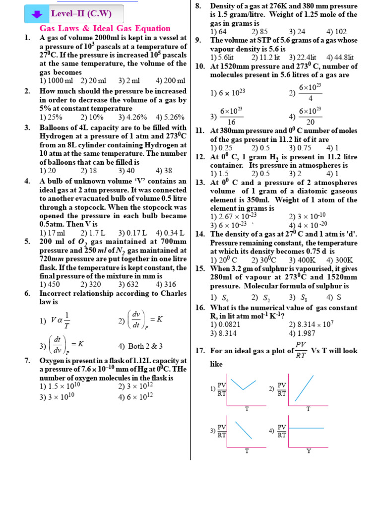Gas Laws and Ideal Gas Calculations | PDF | Gases | Pressure