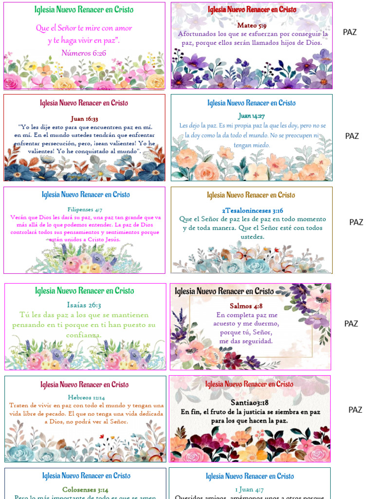Tarjetitas Amor Paz Gozo Etc | PDF | Cristo (título) | Salvación
