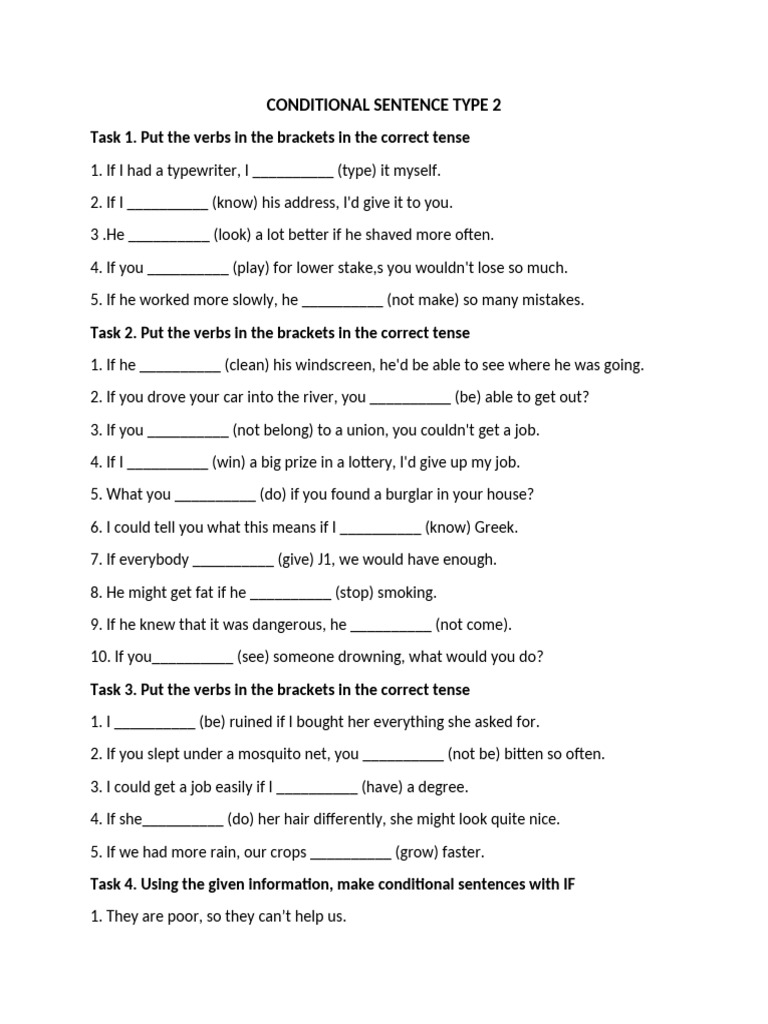 Conditional Sentence Type 2 | PDF