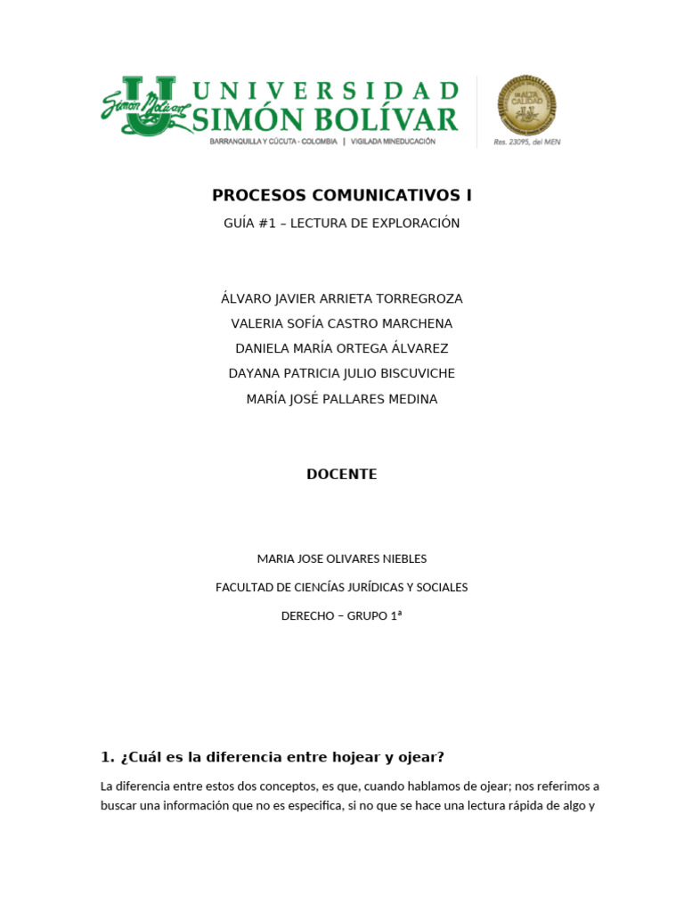 Diferencias entre hojear y ojear | PDF