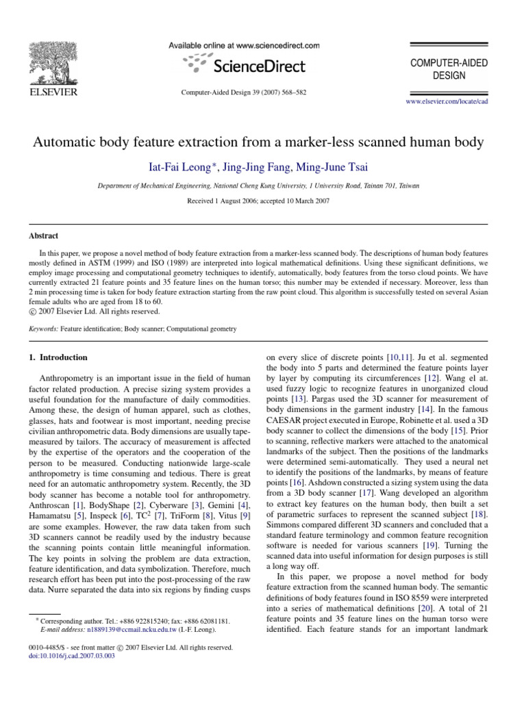 Automatic Body Feature Extraction | PDF | Coordinate System | Image Segmentation
