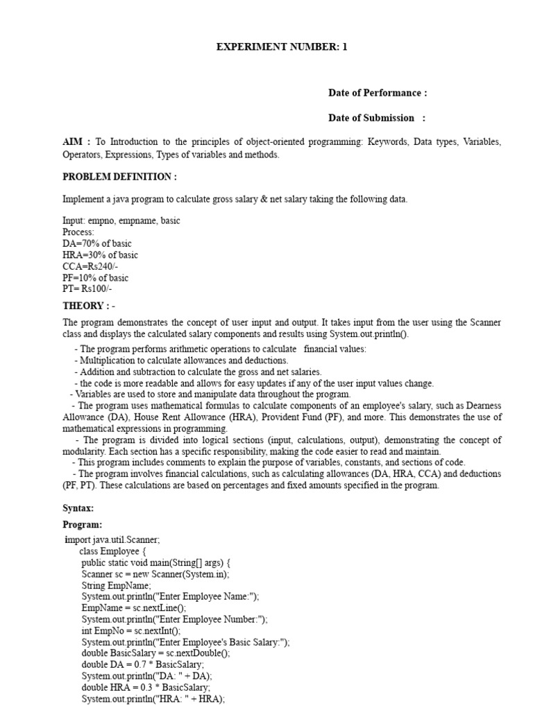 JAVA Lab Manual 2024-25 | PDF | Constructor (Object Oriented Programming) | Programming