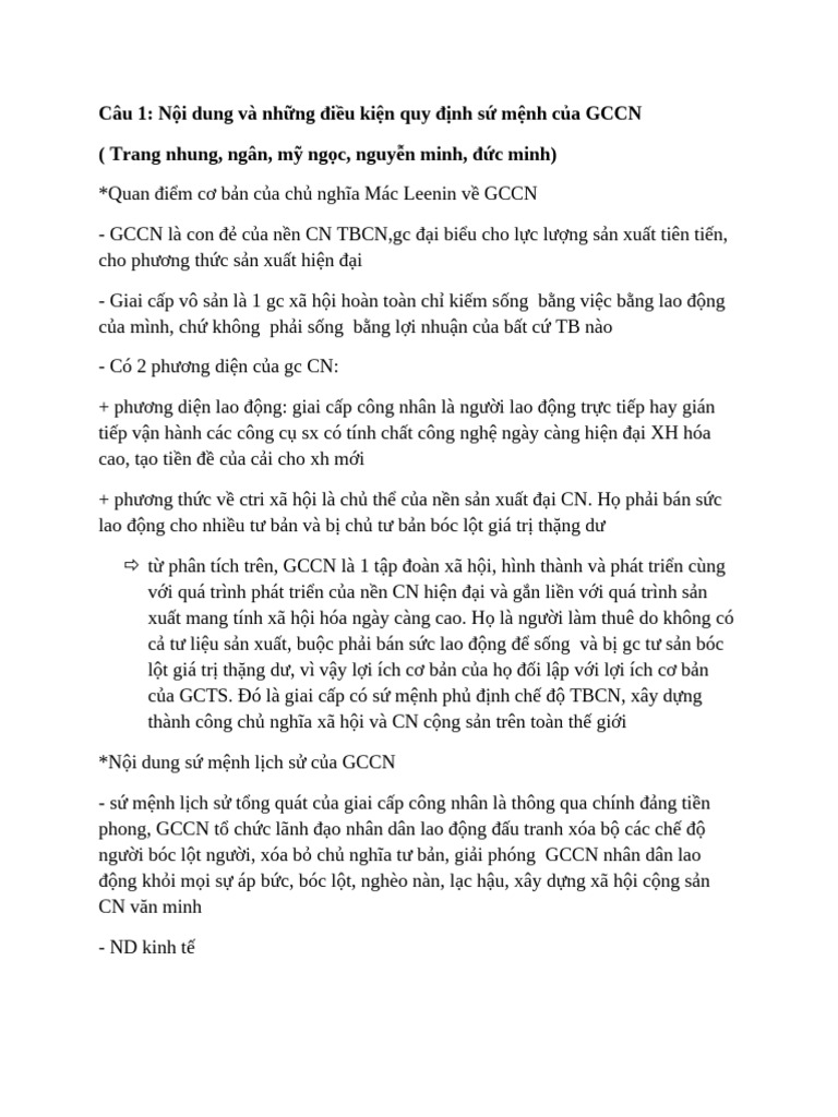 Đề cương CNKHXH - Nhóm lớp | PDF